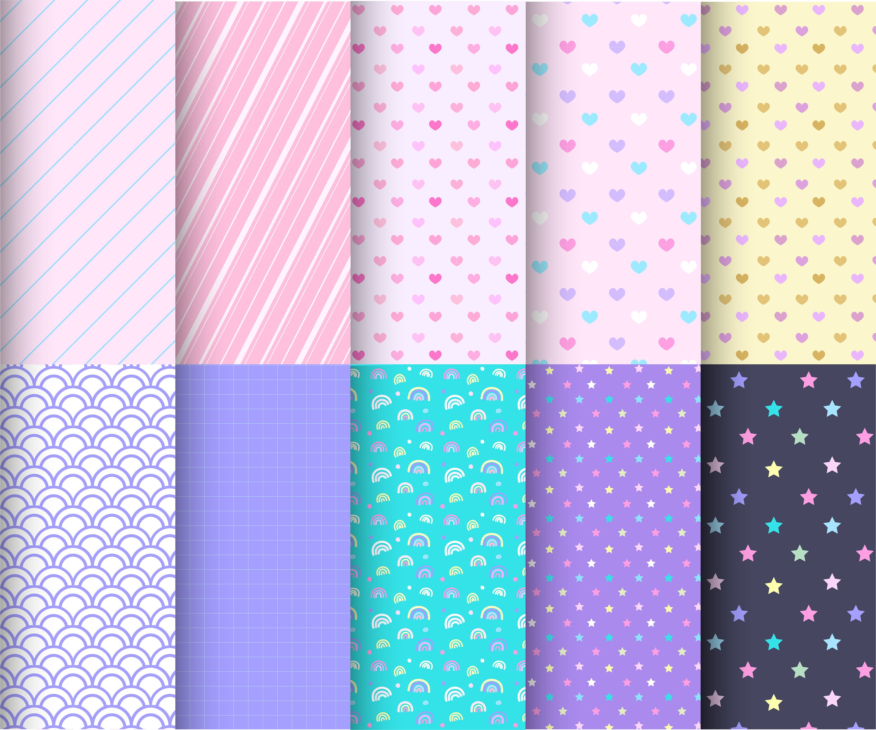 Pretty Pastels Digital Paper, Pastel Scrapbook Digital Paper, Pastel ...