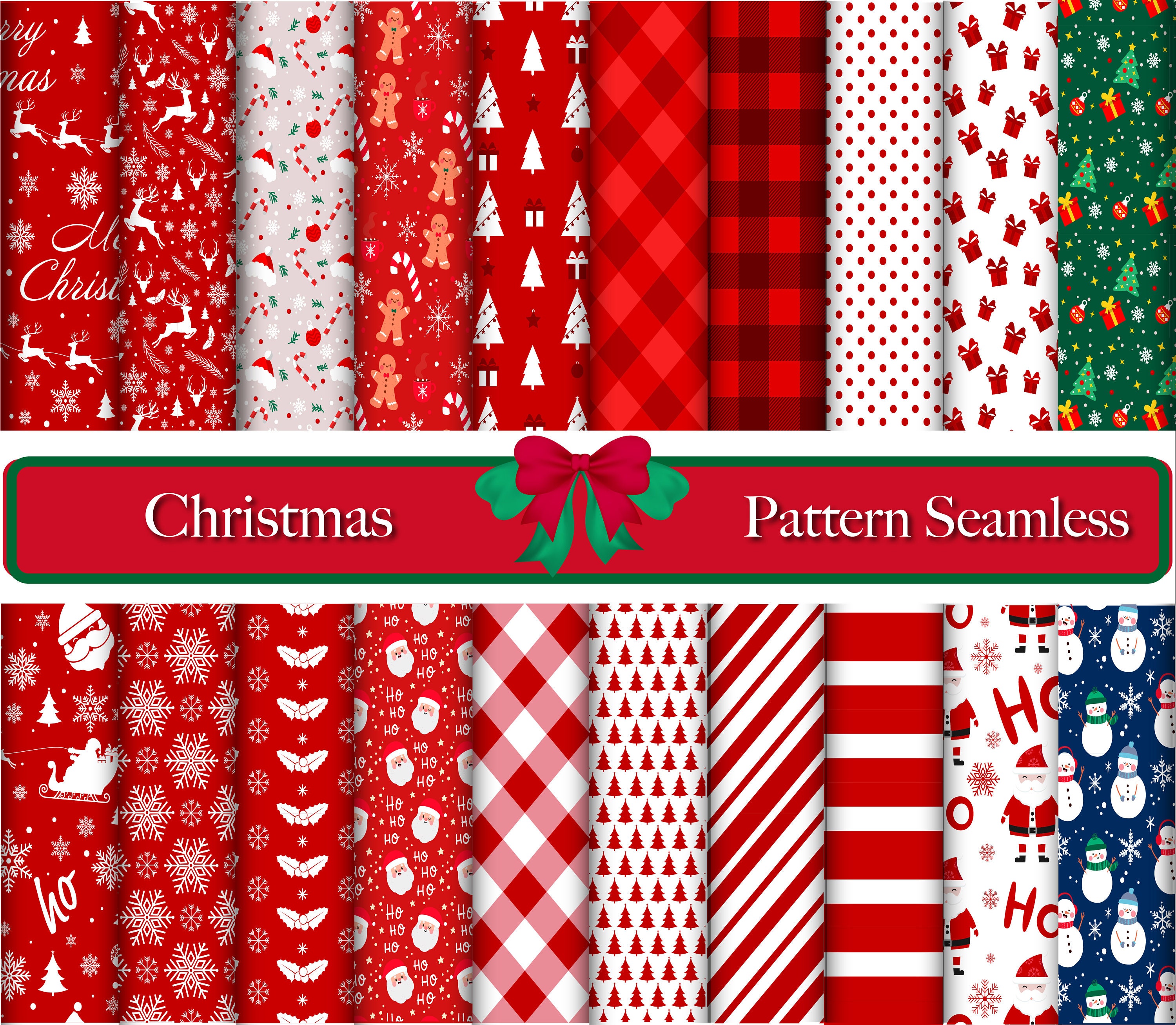 Christmas Digital Paper, Seamless Christmas Pattern, Holiday Scrapbook ...