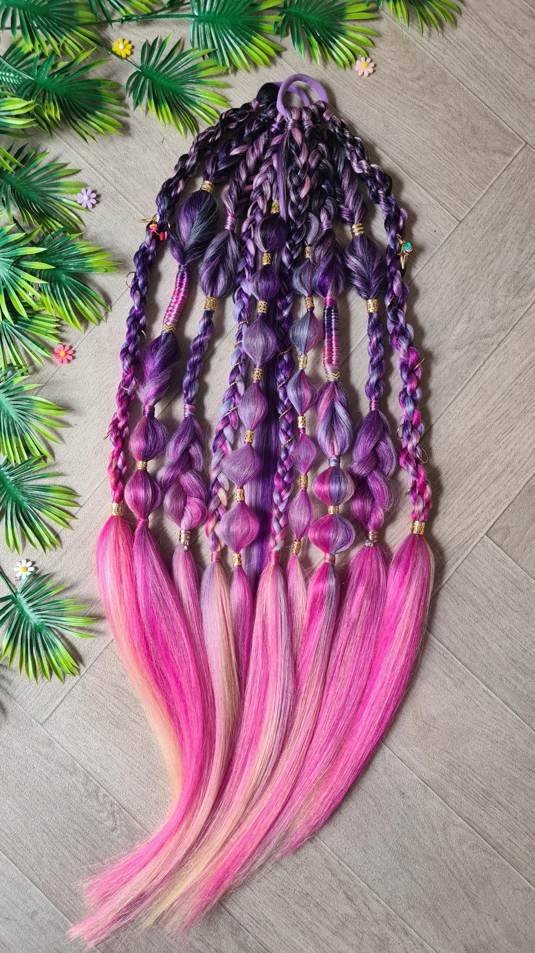 Glitter Festival Hair Braid Extension Ponytail Crystal Gems Hair Charms ...