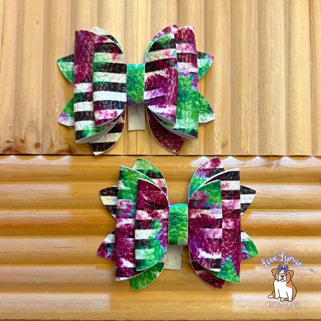 Beetle Bug Piggie Set Hair Bows, Faux Leather, Vegan Leather, Halloween ...