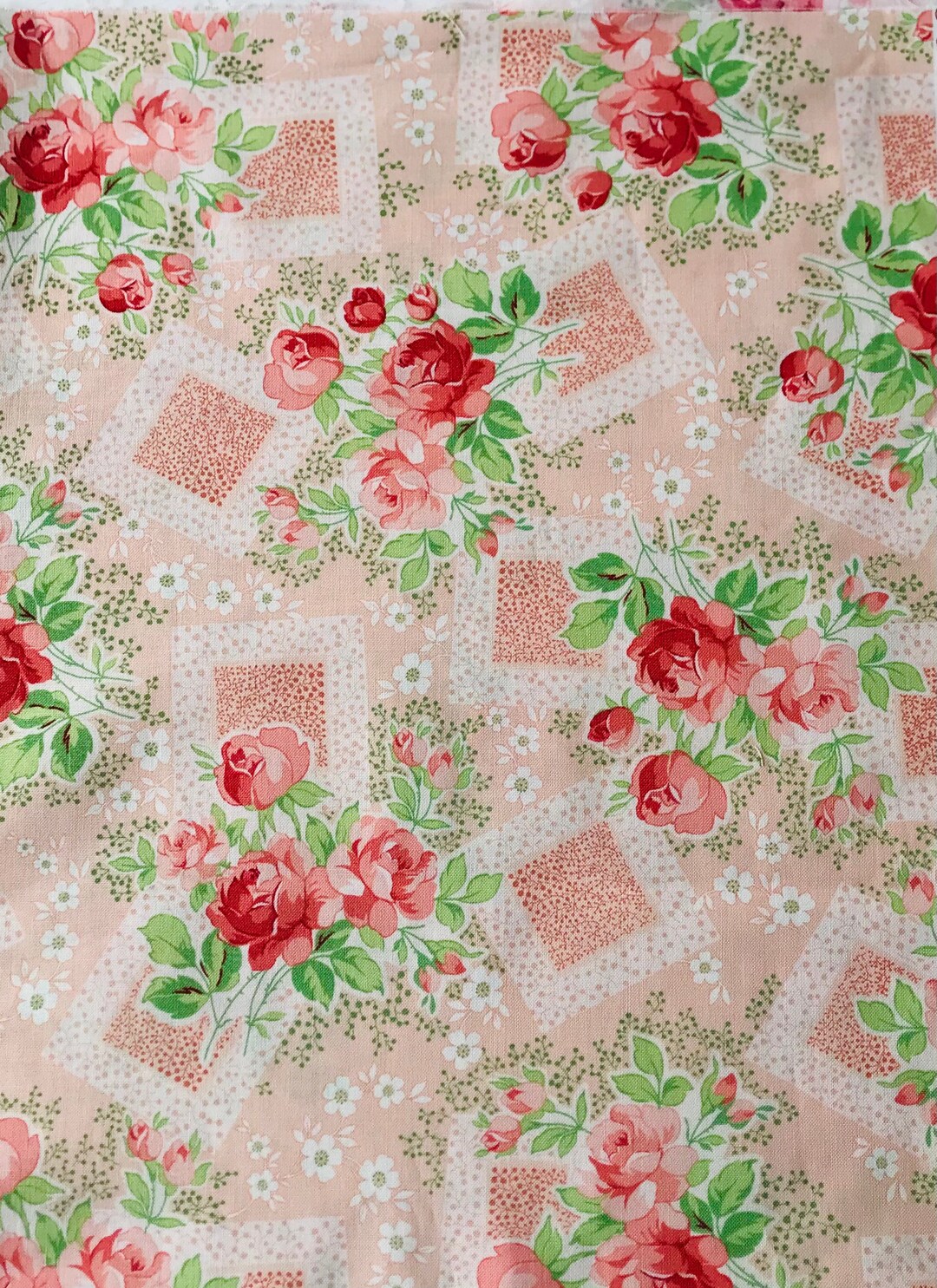Cotton Fabric Roses Light Orange Patchwork Fabric Premium Cotton Rest ...