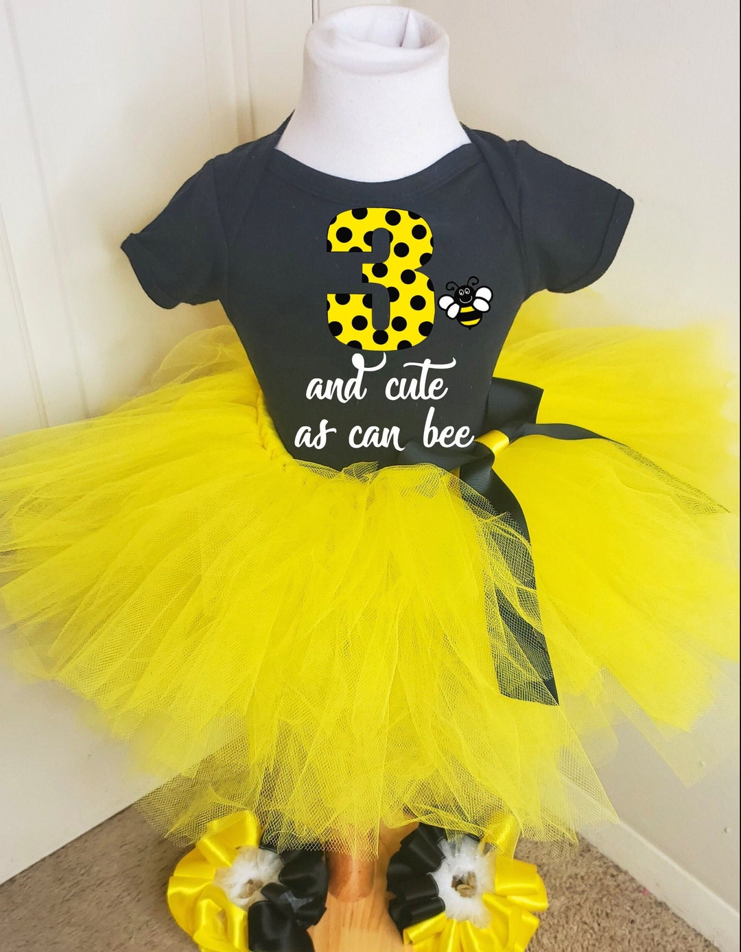 Bumble Bee Tutu Set, Bumble Bee Kids Birthday Tutu With Name, Black and ...