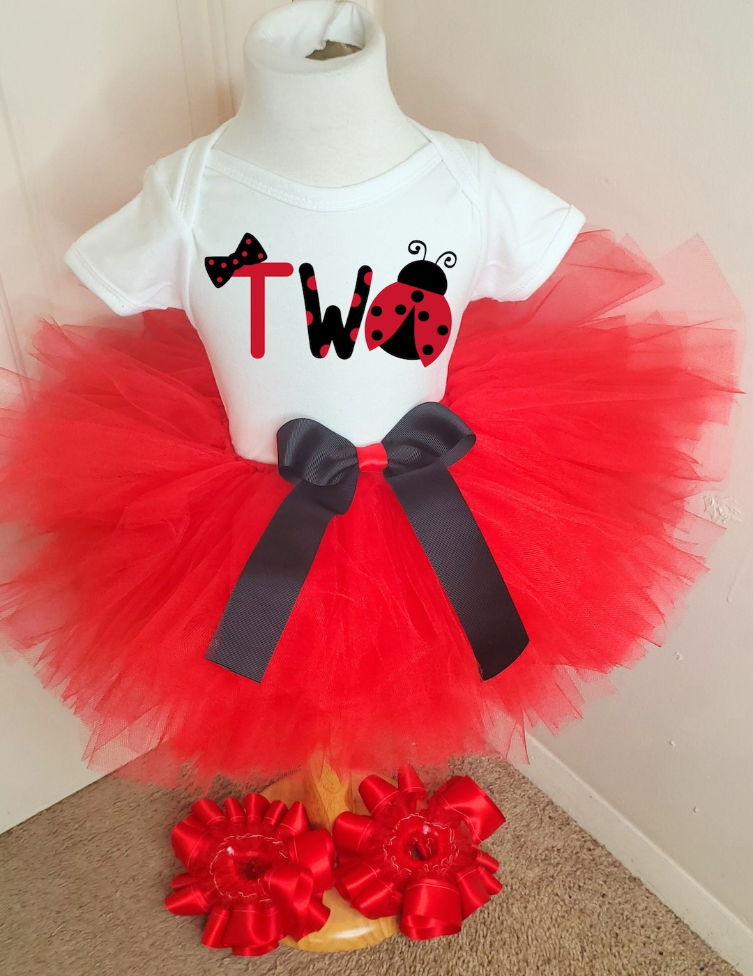 Ladybug Tutu Set, Ladybug Kids Birthday Tutu With Name, Red Tutu Set ...