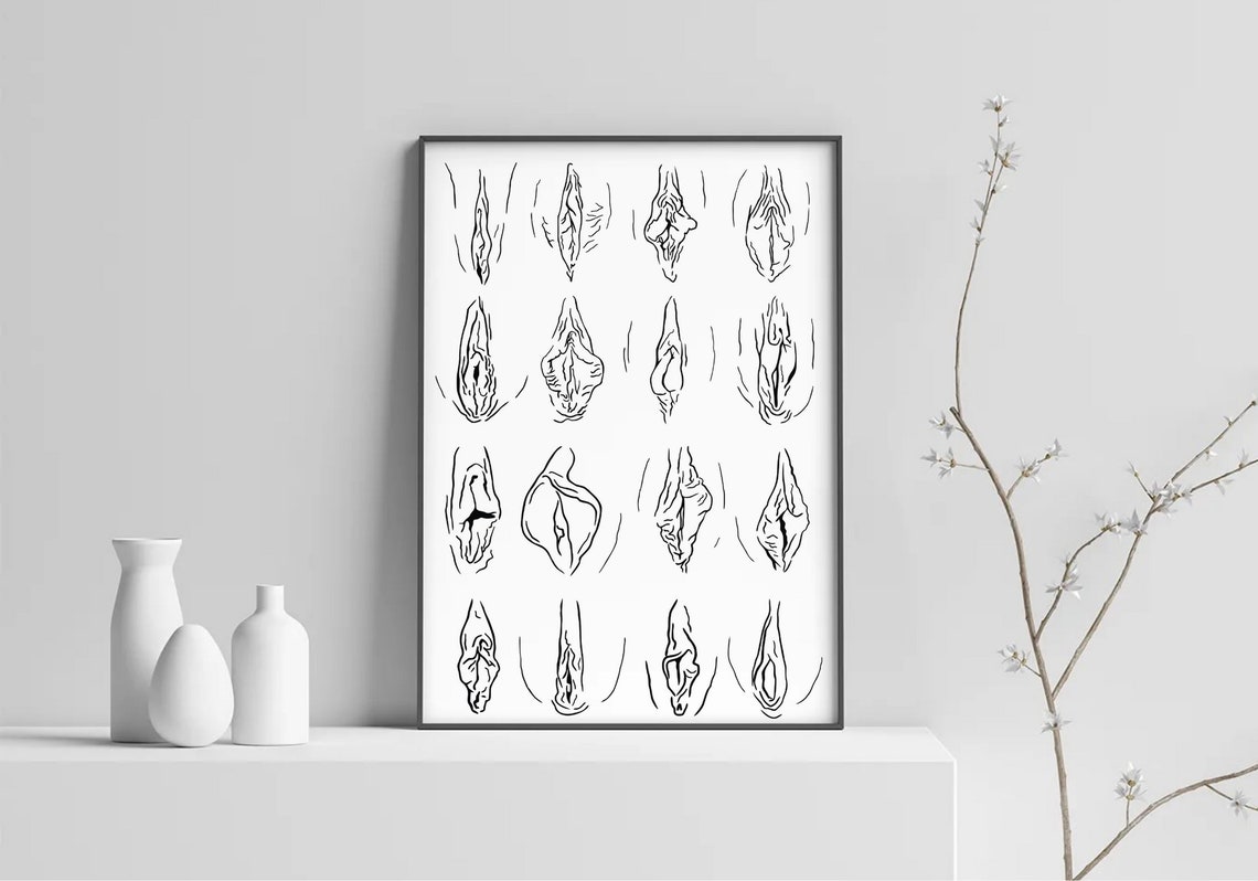 Vaginas Different Types Beautiful Vaginas Quirky Line Art Etsy