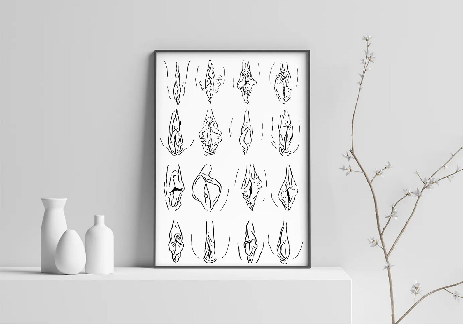 Vaginas Different Types Beautiful Vaginas Quirky Line Art | Etsy