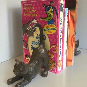 Metal Cat Bookends, Pair of Cast Iron Cat Book Ends, Antique Bronze ...