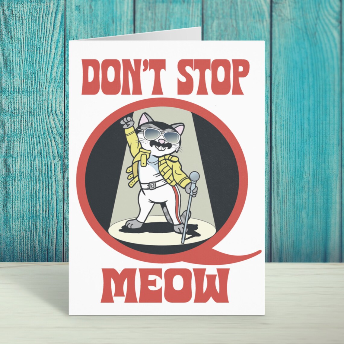 Cat Queen Card Freddie Mercury Cat Card Cartoon Illustration - Etsy UK