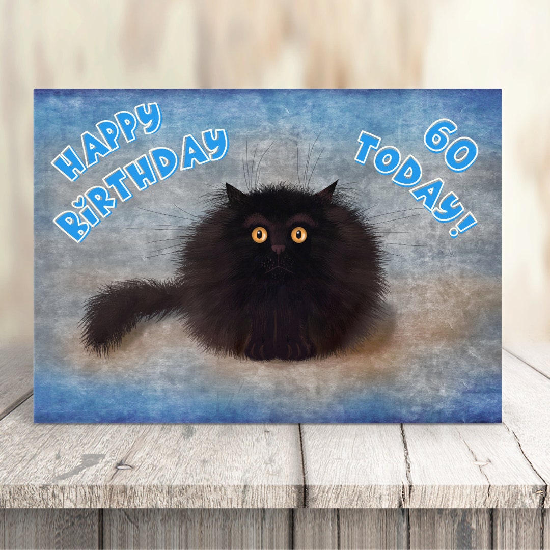 60th Birthday Card Cute Cat Lovers Sixty Years Old Milestone - Etsy