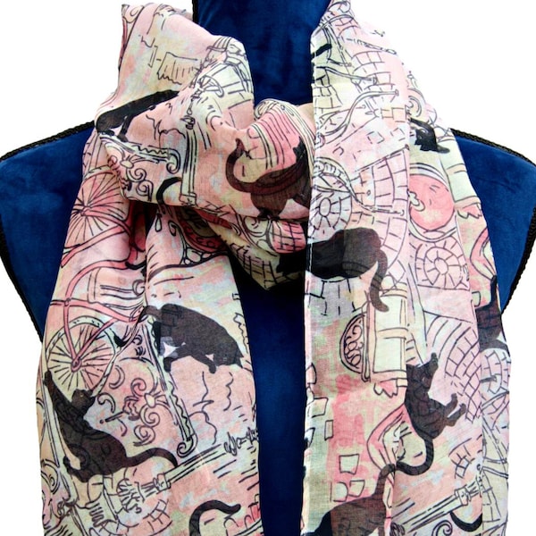 Cat Print Scarf - Etsy
