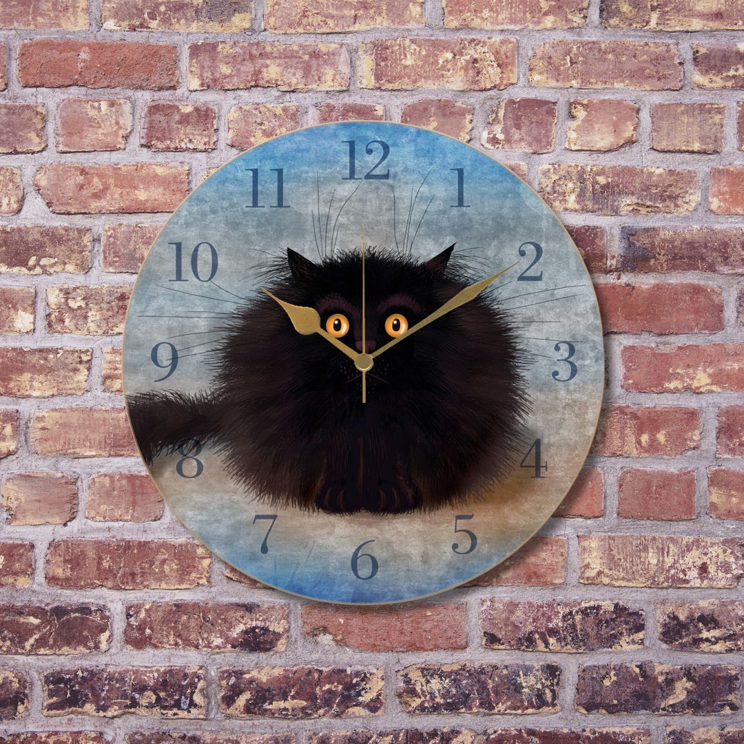 Oreo Black Cat Wall Clock, Cat Themed Clock, Cat Lovers Clock, Cat ...