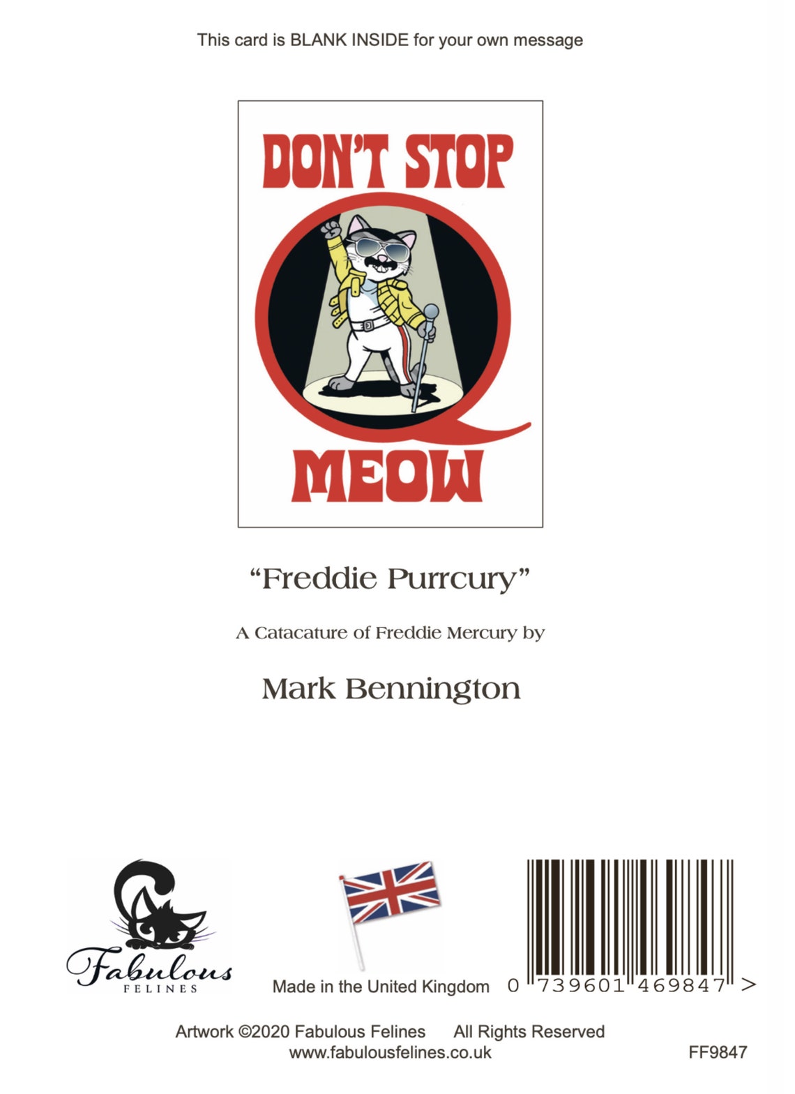 Cat Queen Card Freddie Mercury Cat Card Cartoon Illustration - Etsy UK