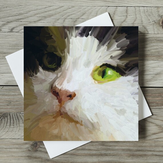 Cat Fine Art Greeting Cards Cat Art Card Cute Cat Card Cat - Etsy