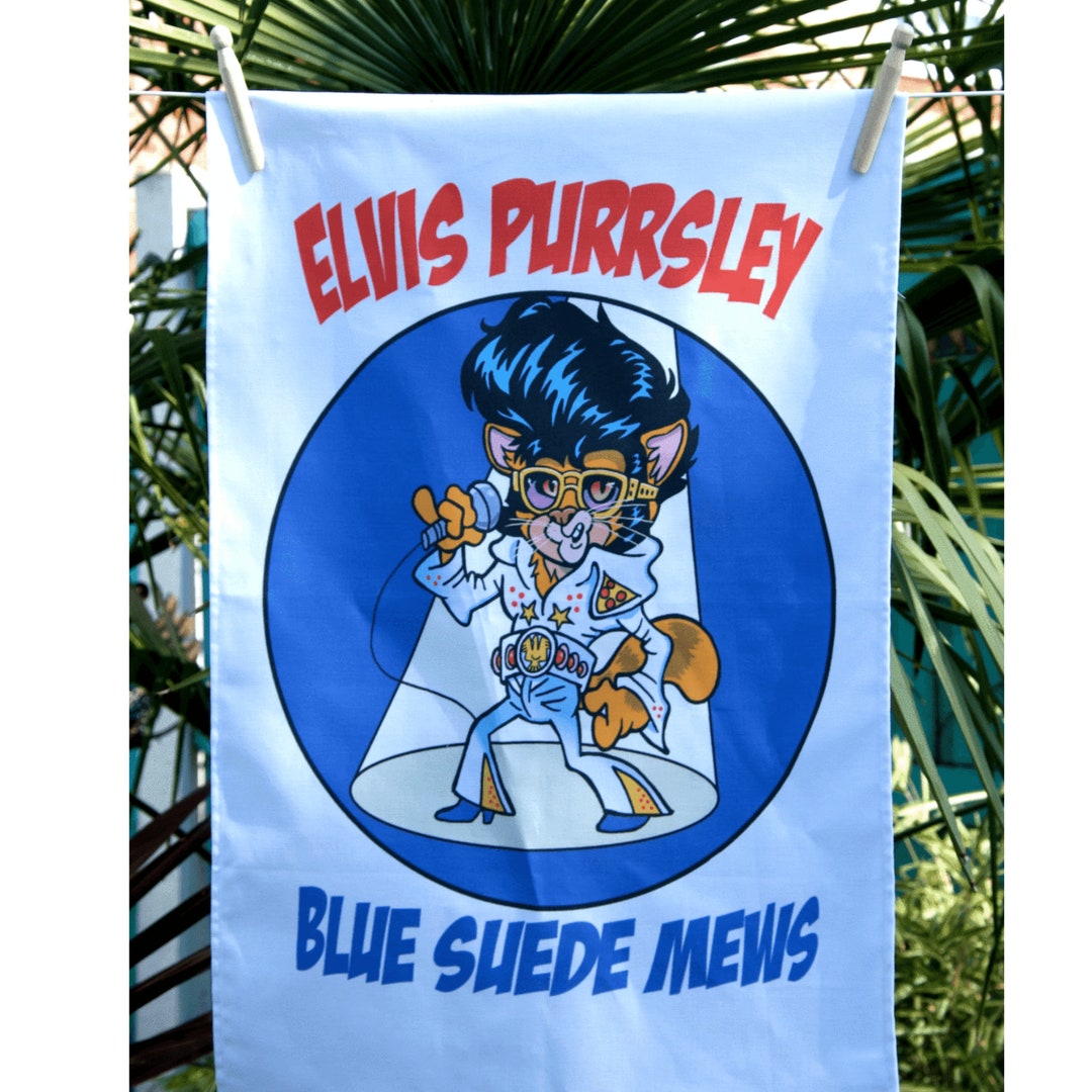 Elvis Cat Tea Towel, Funny T-towel, Cat Loving Elvis Presley Fan Gift ...