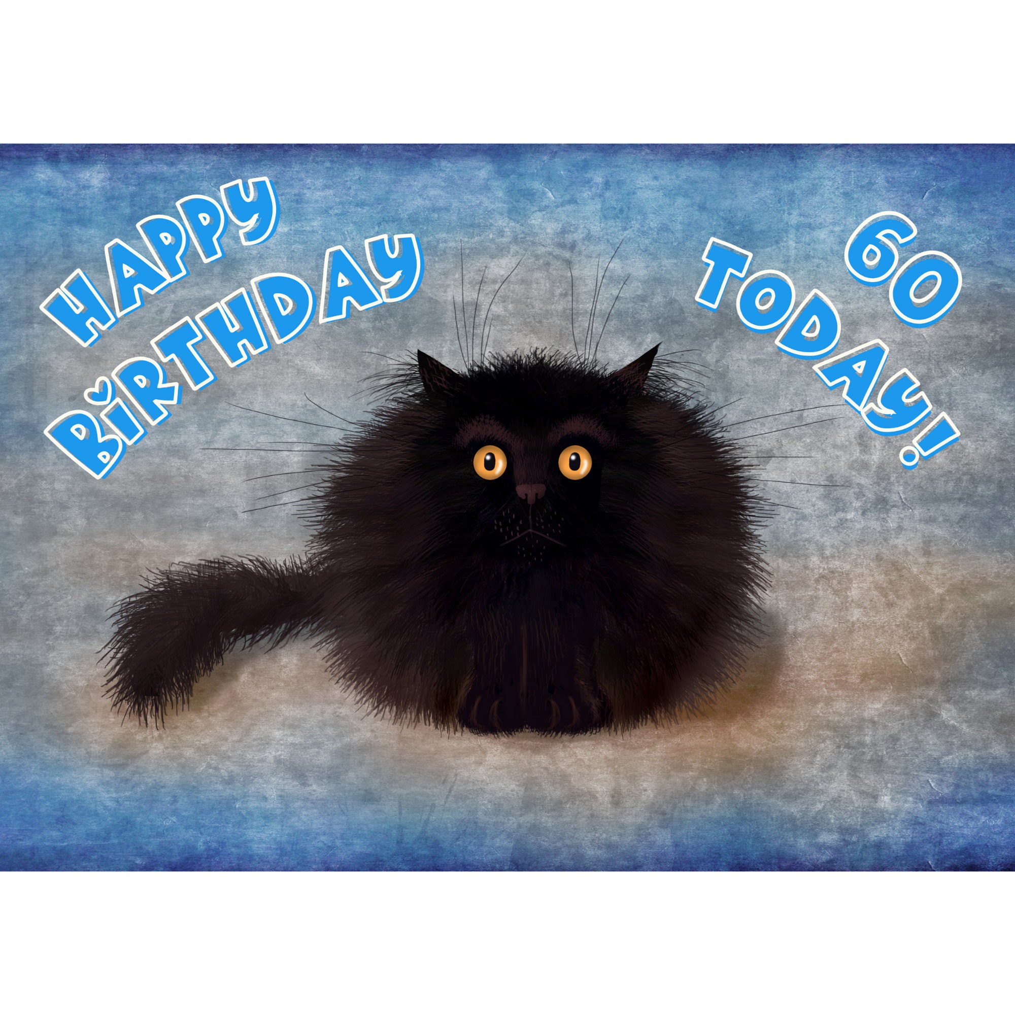 60th Birthday Card Cute Cat Lovers Sixty Years Old Milestone - Etsy