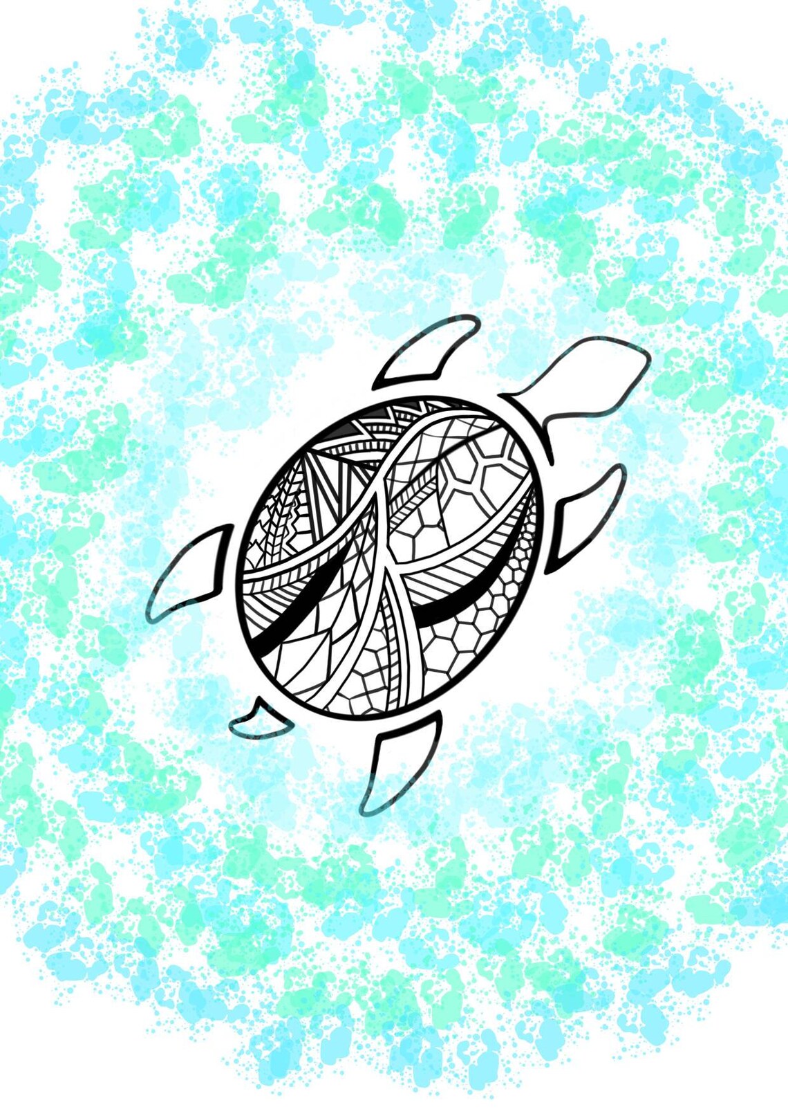 Geométrico tortuga Arte Impresión - Etsy España