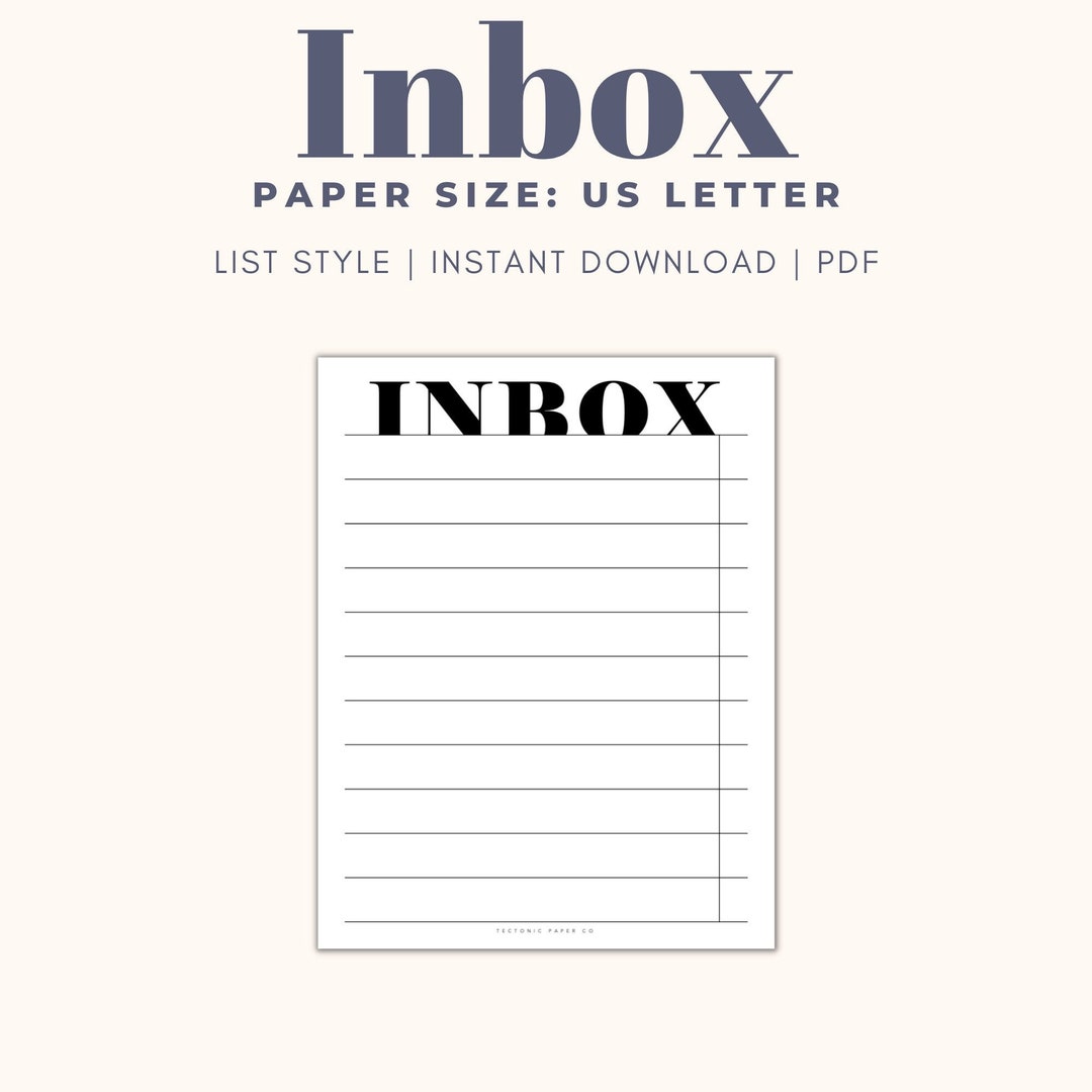 US LETTER Inbox Planner Printable, Digital Inbox Checklist Tracker ...