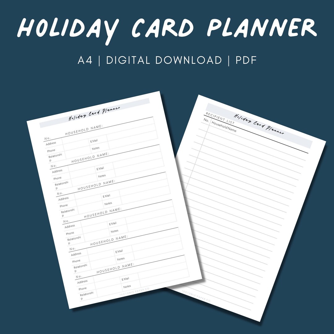 A4 Holiday Card Planner Holiday Planner Insert Holiday - Etsy