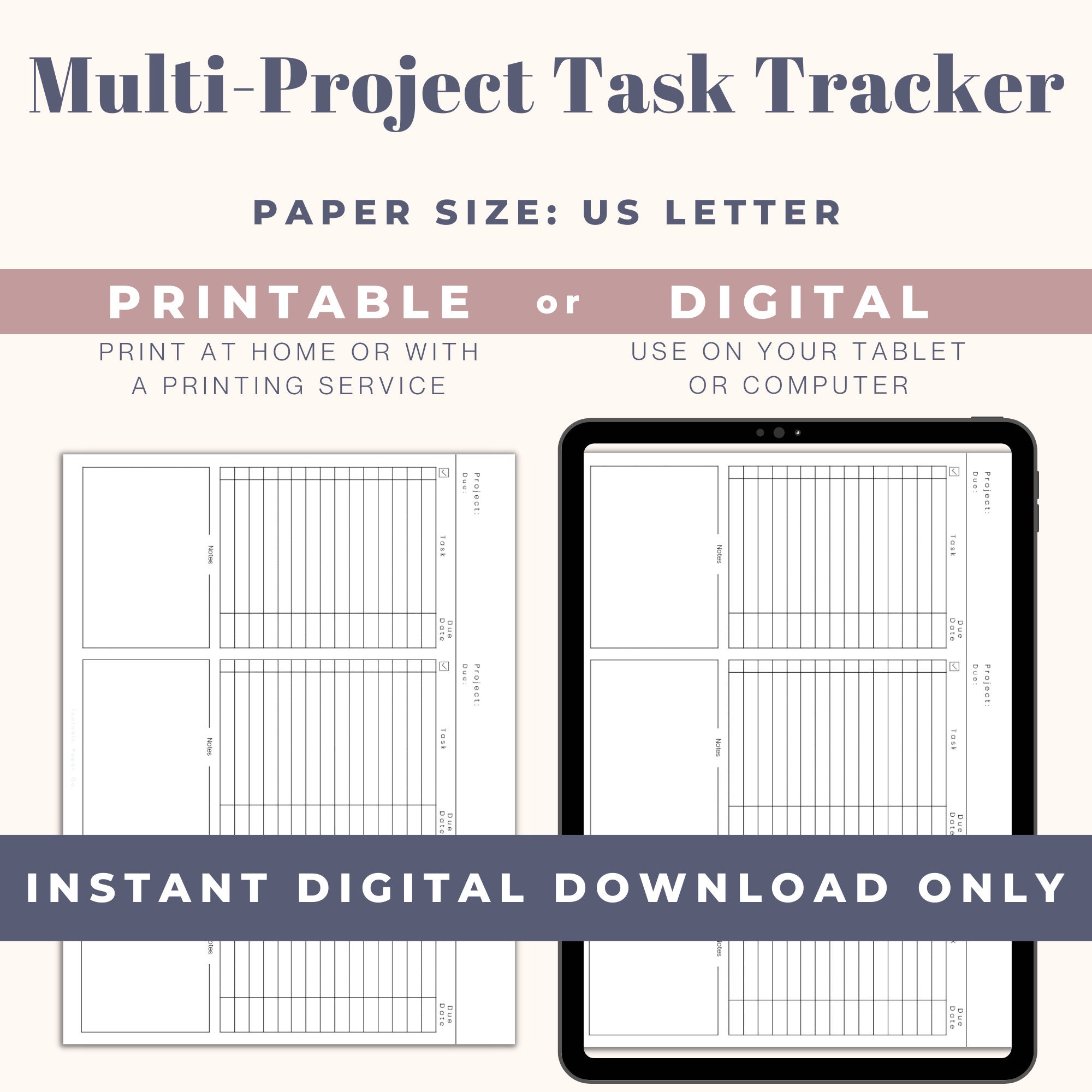 US LETTER Multi-project Task Tracker Project Organizer - Etsy