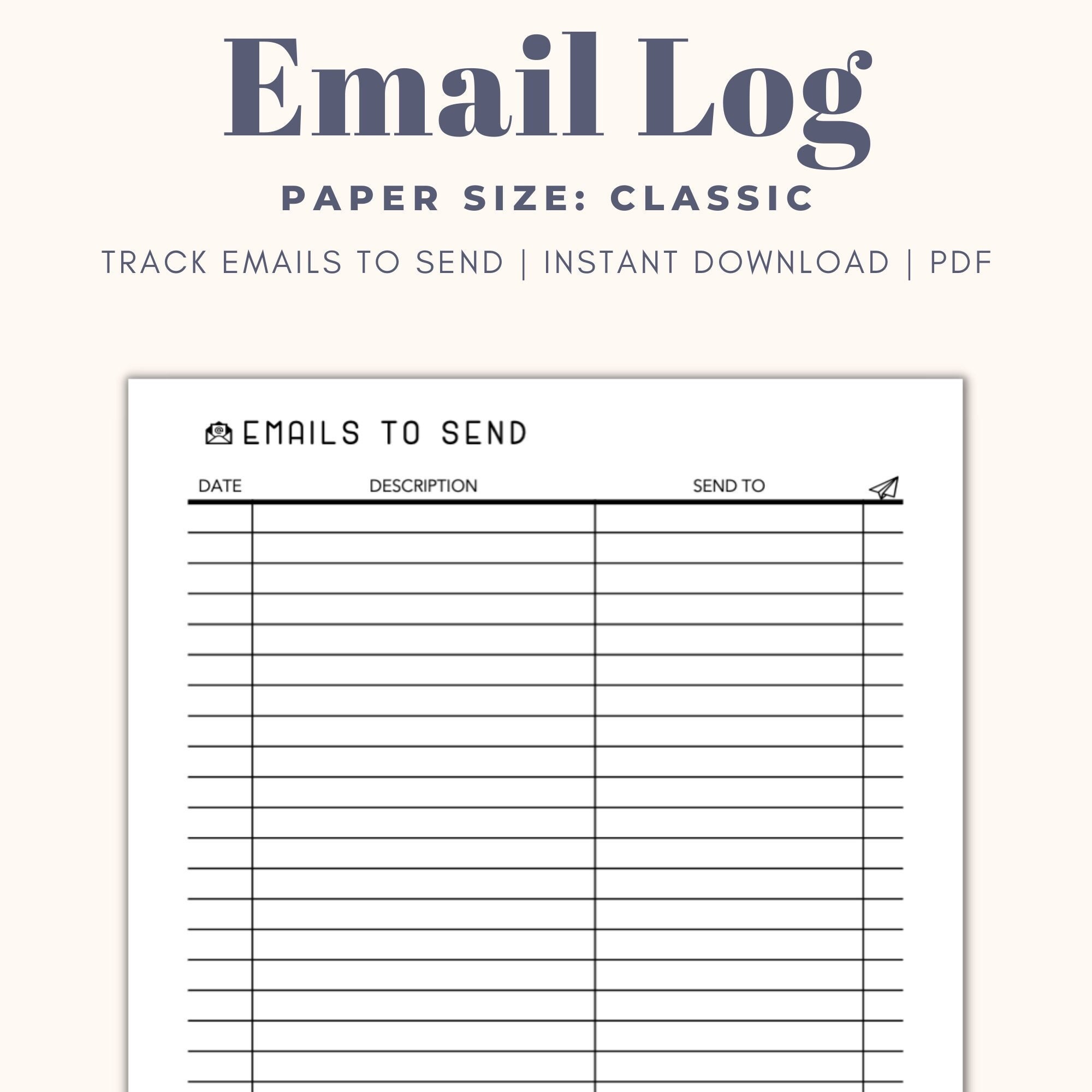 CLASSIC Email Log Office Printable, Email Communication Tracker, Office ...