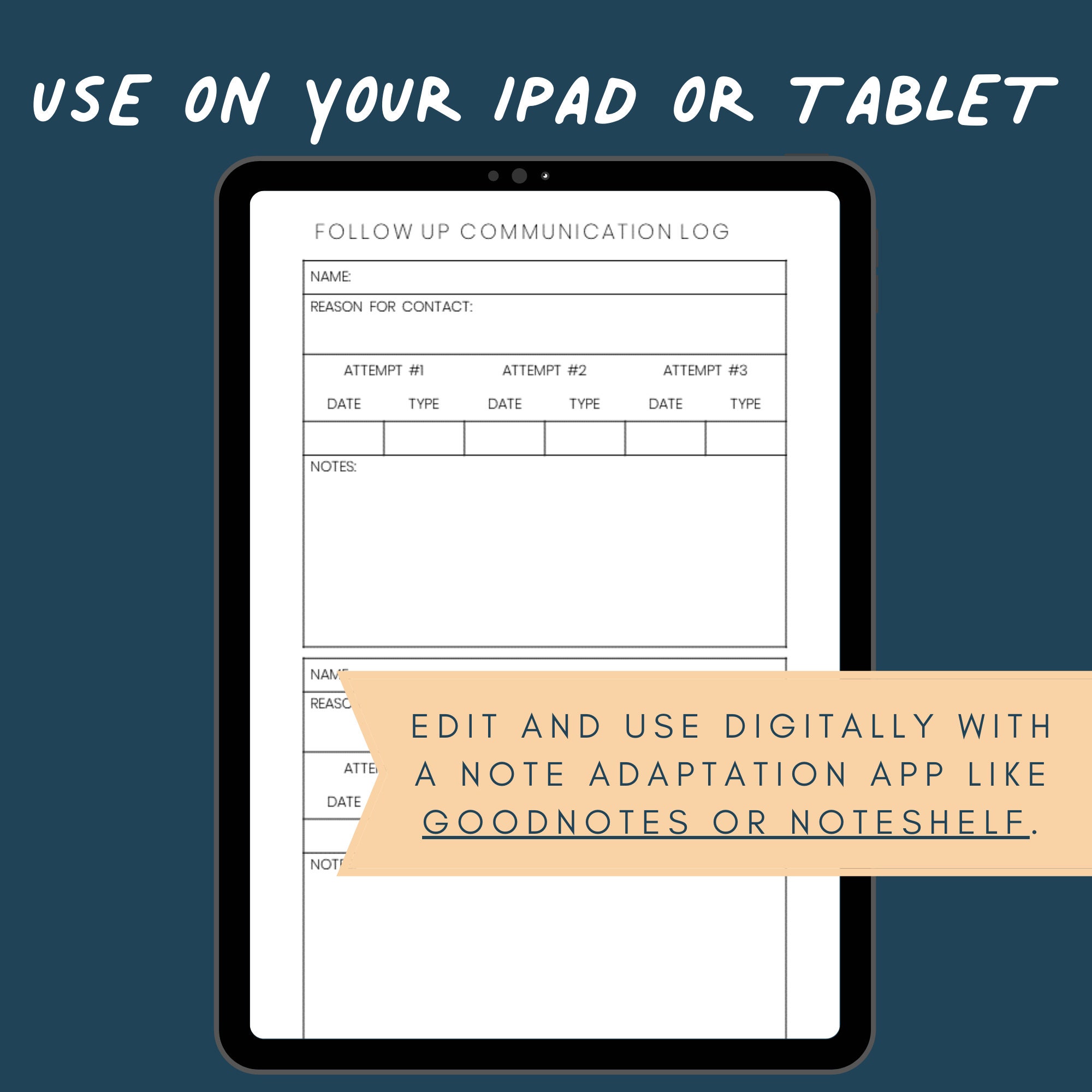 HALF LETTER Follow up Communication Log Printable, Office Follow up ...