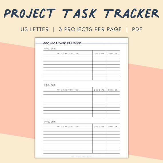 US LETTER Project Task Tracker Planner Insert Project Planner | Etsy