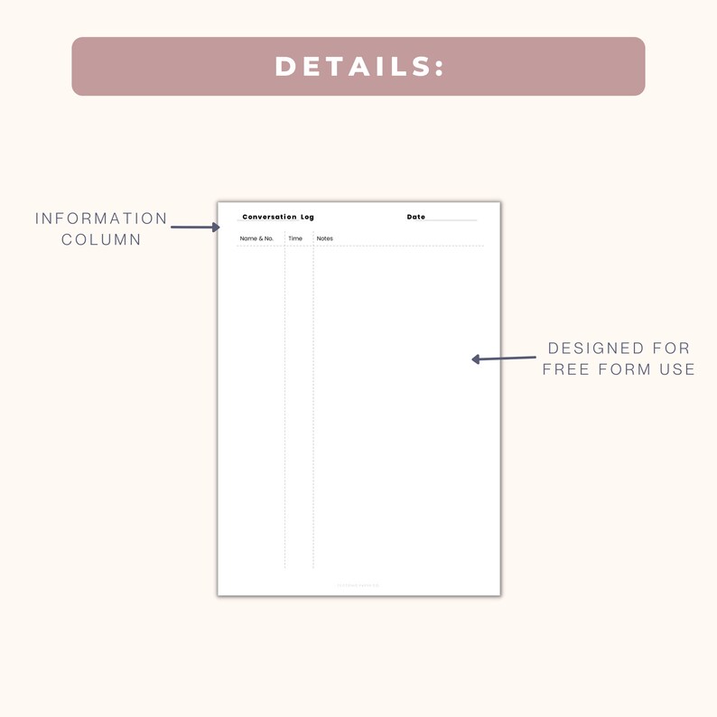 A4 Conversation Log, Conversation Tracker, Conversation Log Printable ...