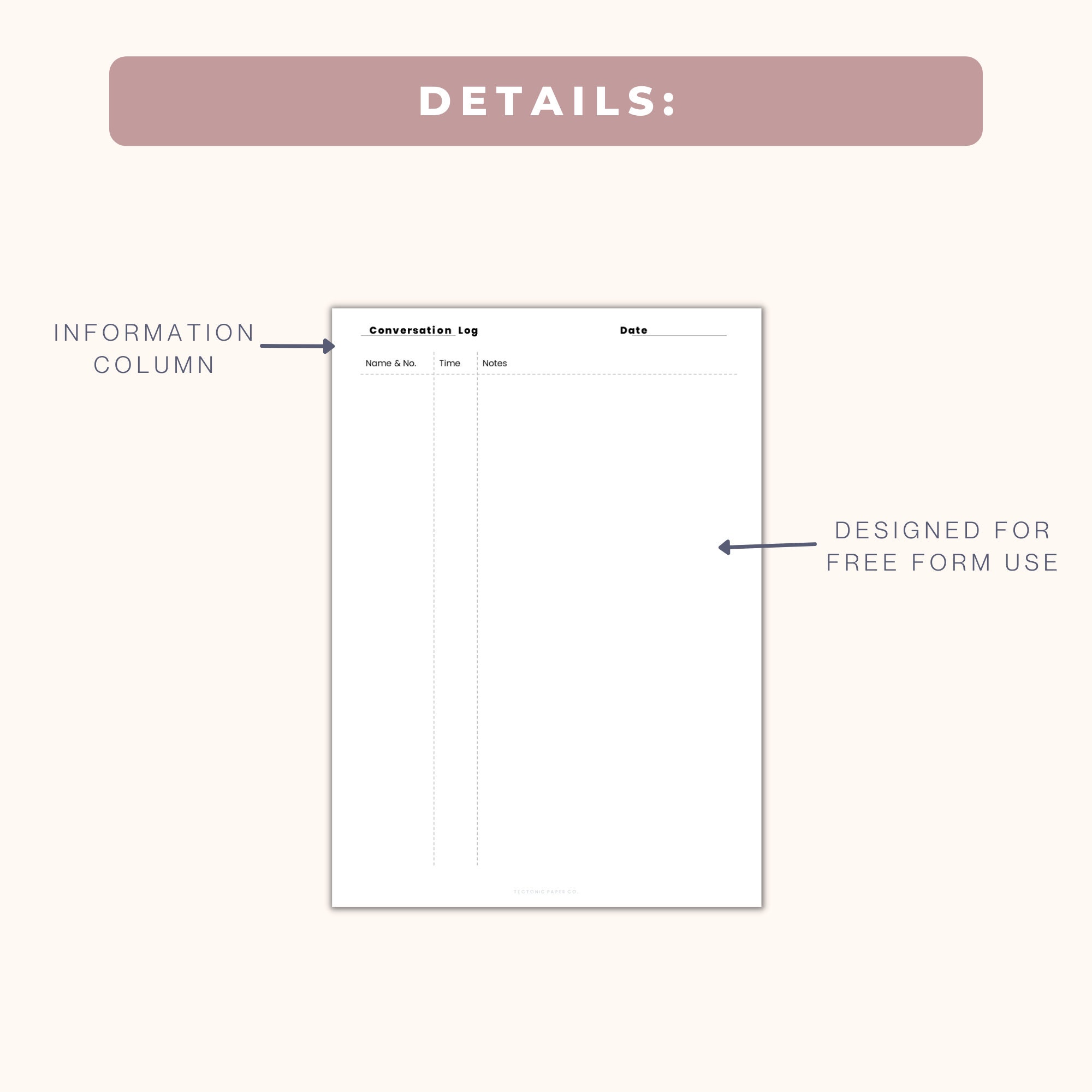 A4 Conversation Log, Conversation Tracker, Conversation Log Printable ...