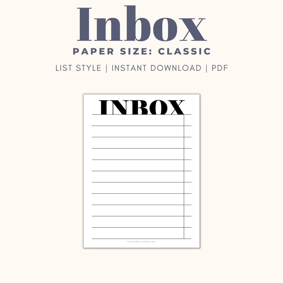 CLASSIC Inbox Planner Printable Digital Inbox Checklist - Etsy