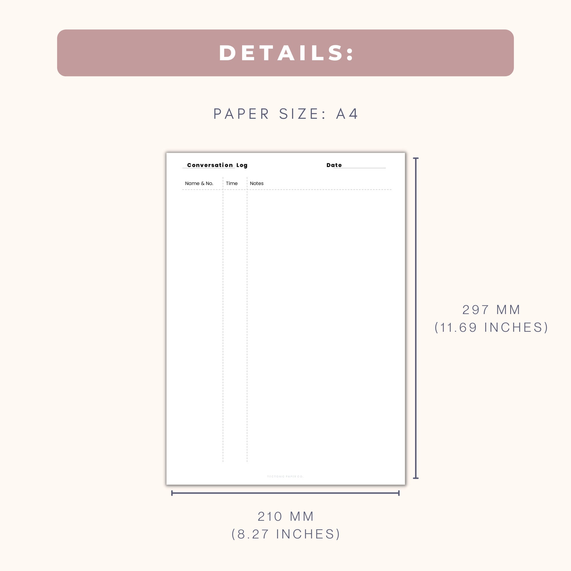 A4 Conversation Log, Conversation Tracker, Conversation Log Printable ...