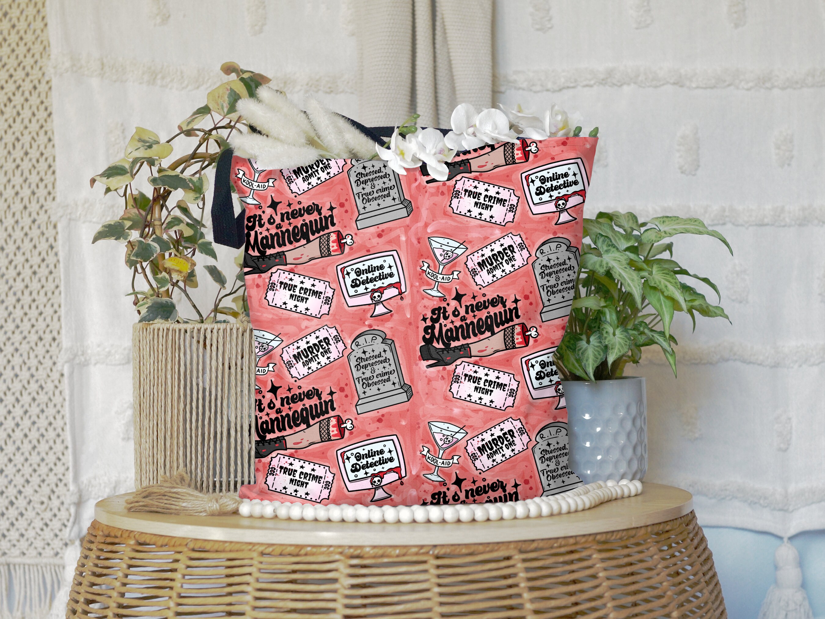 True Crime Tote Bag, True Crime Lover Tote, Travel Bag, Airplane Travel ...