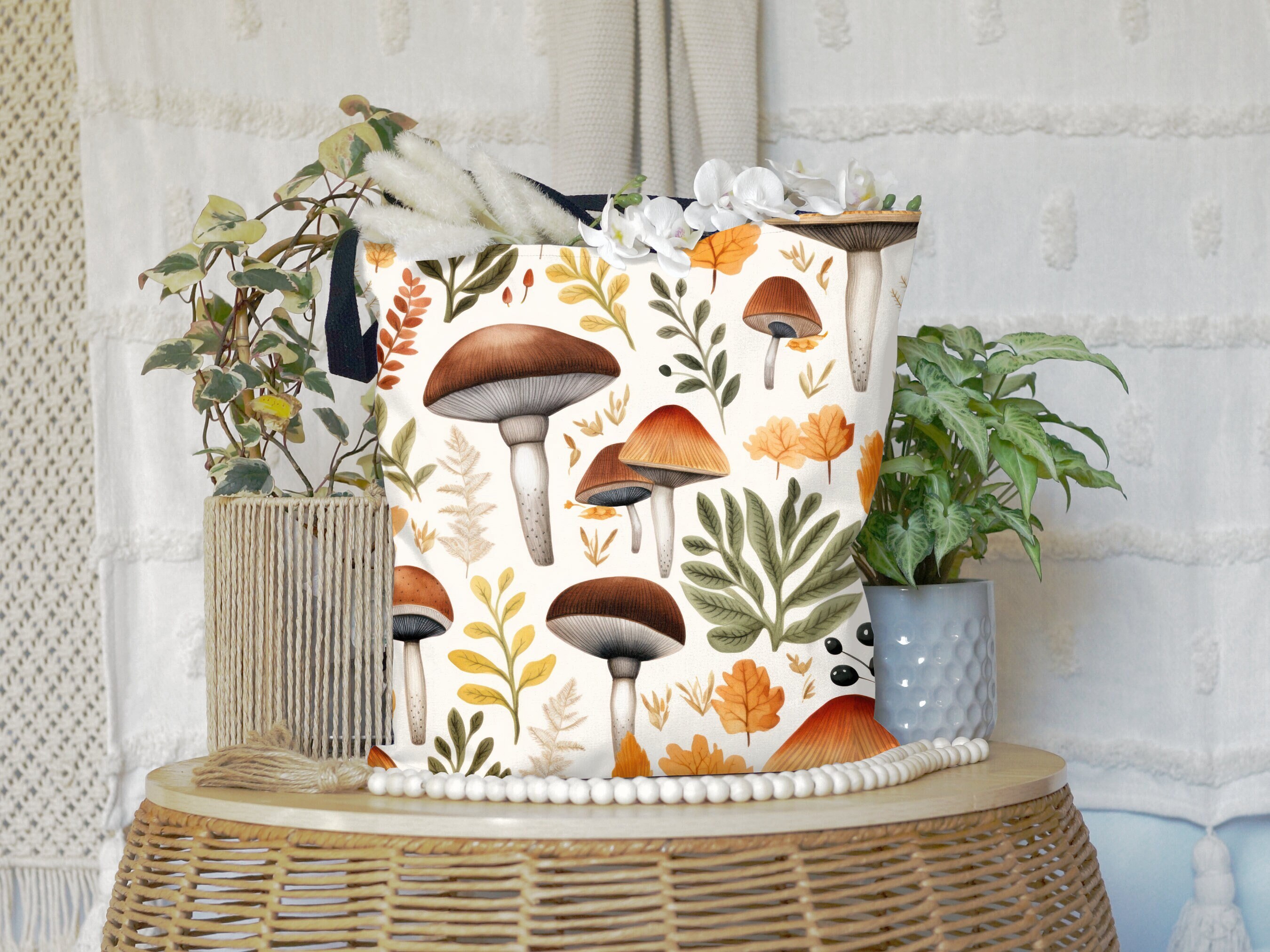Cottage Core Mushroom Tote Bag, Mushroom Bag, Cottage Core Aesthetic ...