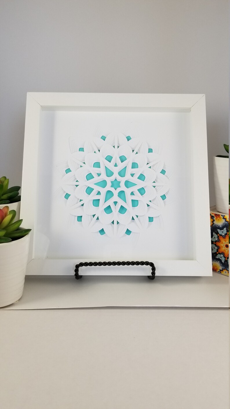 Boho Mandala Dimensional Shadow Box Art, 3D Mandala Shadow Box Shelf ...