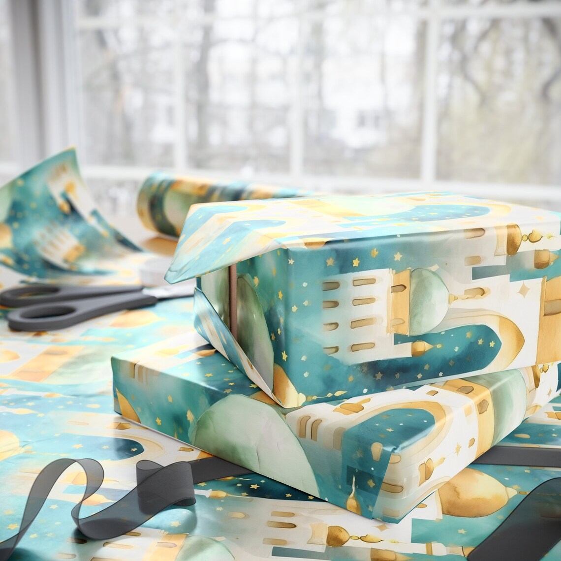 Eid Mubarak Wrapping Papers, Islamic Gift Wrap, Muslim Gifts, Eid Gift ...