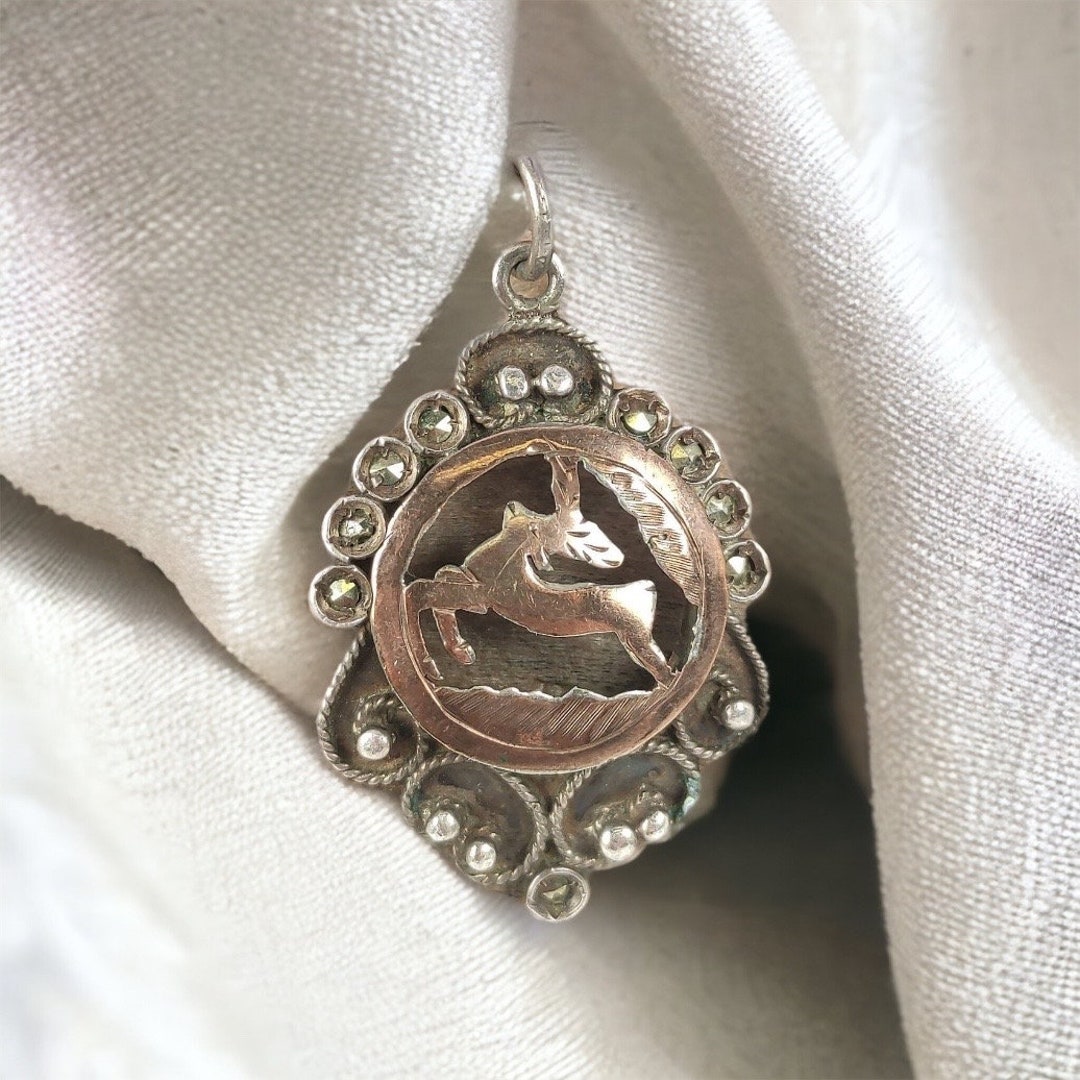 Deer Necklace Pendant Real Silver Pendant 37 X 22 Mm Vintage ...