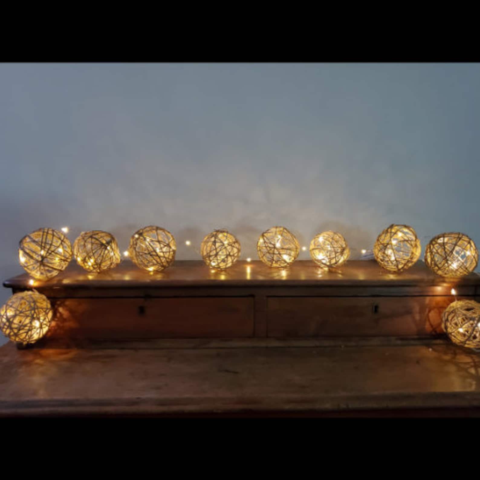 Home Decor, Unique Jute Ball Accent Lights, Yarn Ball, Jute Ball, Ball ...