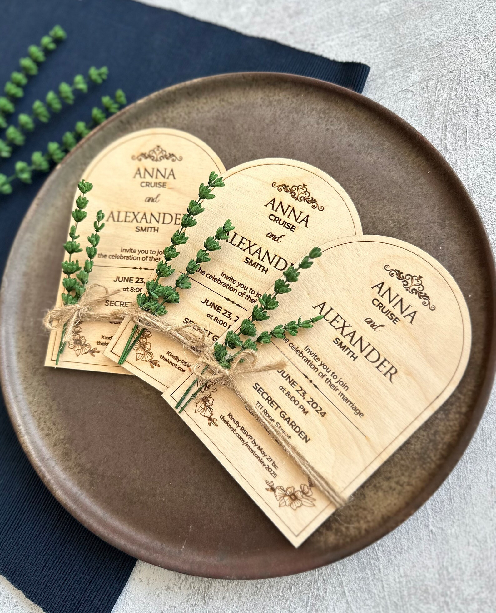 Wood Wedding Invitations, Custom Wedding Invitations, Personalized ...