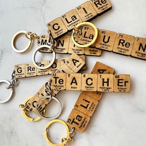 Custom Chemistry Name Keychain, Periodic Table Element Name Keychain ...