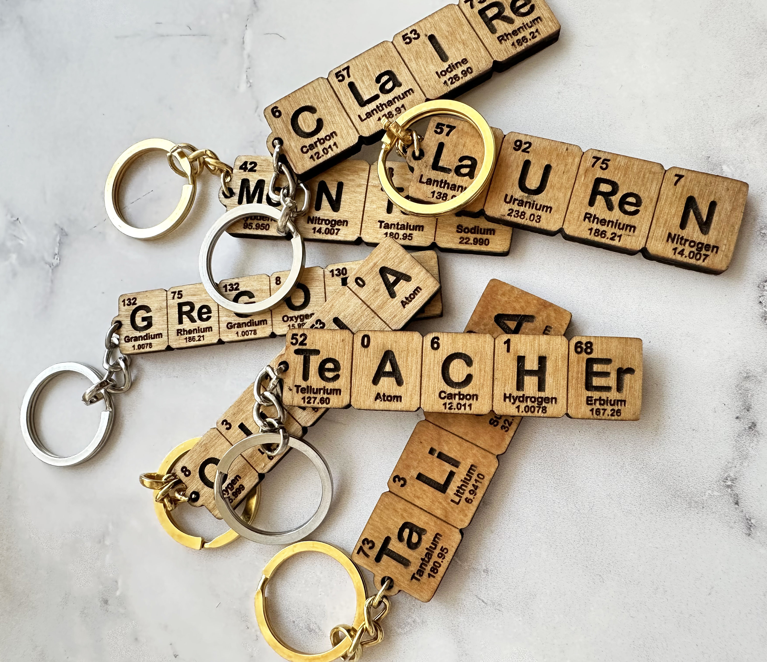Custom Chemistry Name Keychain, Periodic Table Element Name Keychain ...