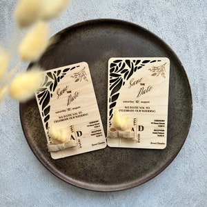 Personalized Birch Wooden Wedding Invitation Cards With Envelopes and ...