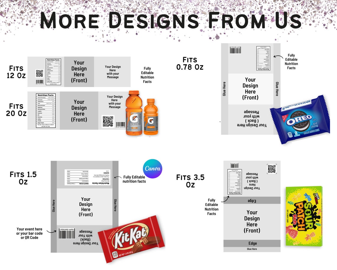 Oreo Wrapper Template Oreo Cookies 2.4 Oz Wrapper Template - Etsy