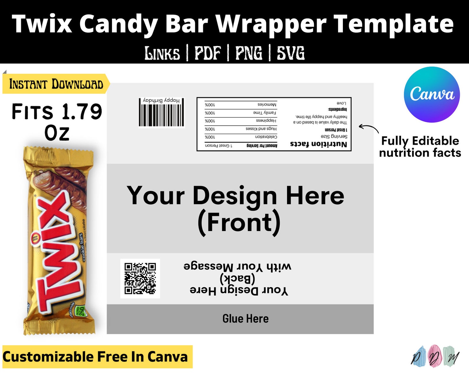 Twix Candy Wrapper Template Twix Cookie Bar Template - Etsy
