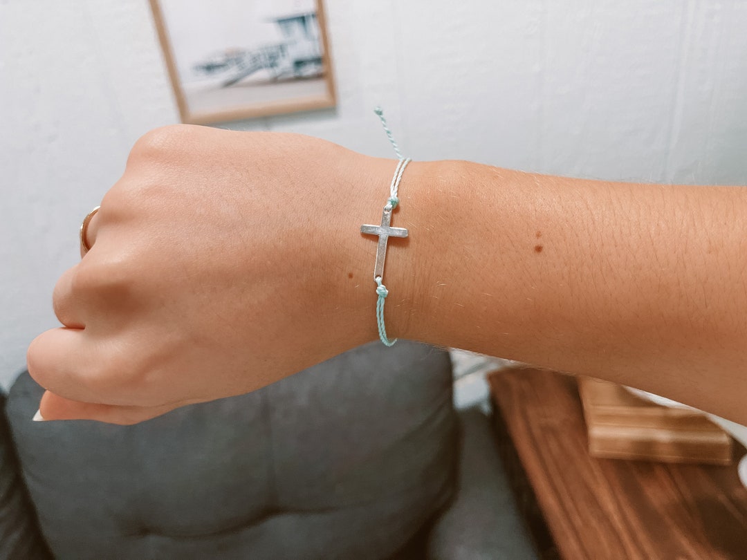 Mini Cross Bracelet Pura Vida Christian Cross Bracelet Waxed Cord Bracelet Cross Memorial ...