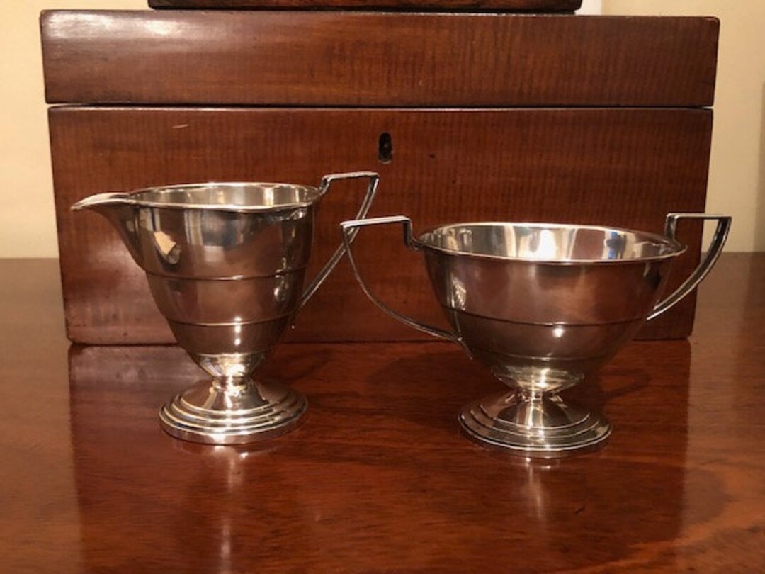 Art Deco Style Sterling Cream and Sugar - Etsy