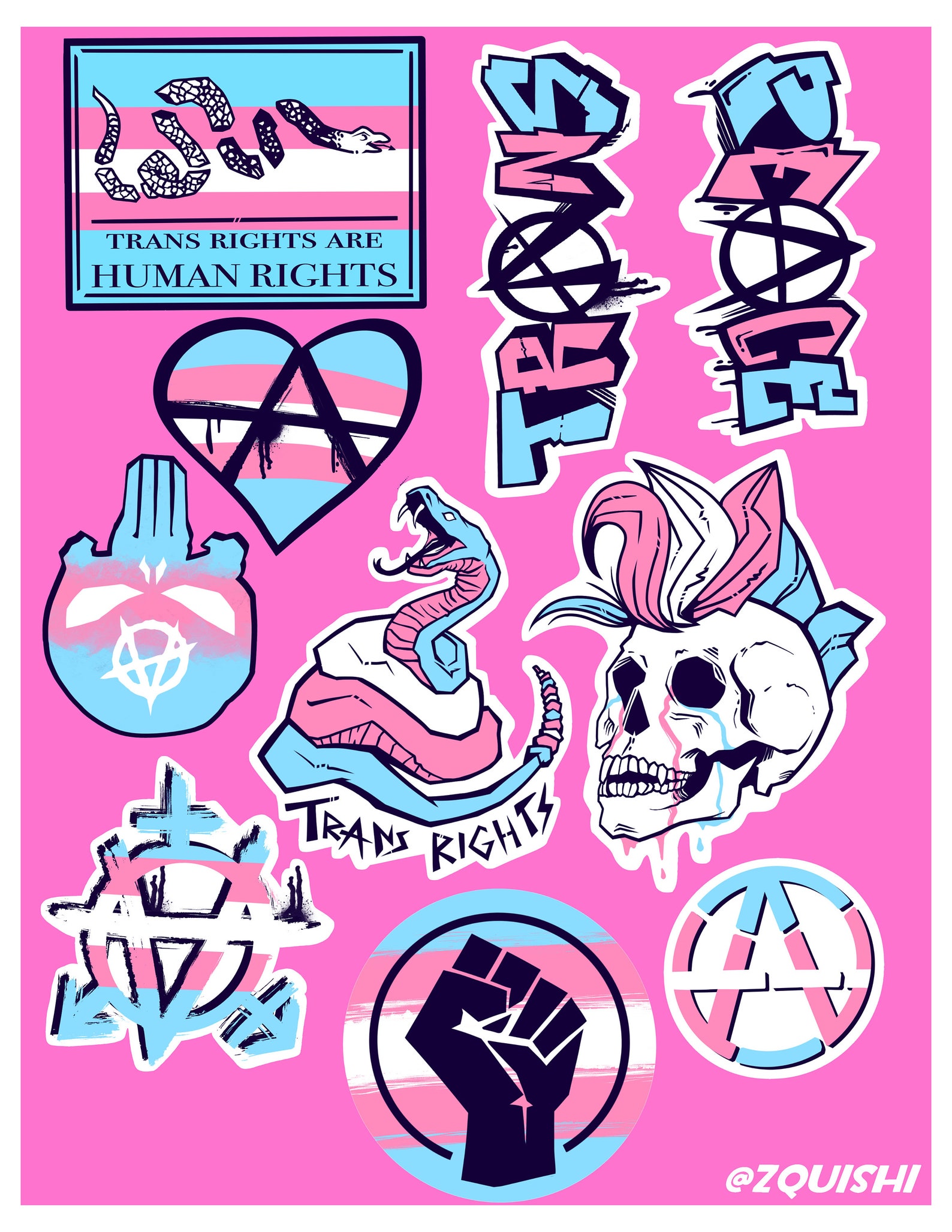 Trans Anarchy Tranarchy sticker pack | Etsy