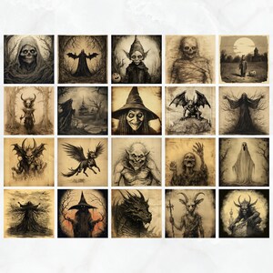 Creepy Monsters Junk Journal, Spooky Folklore Creatures Scrapbooking ...