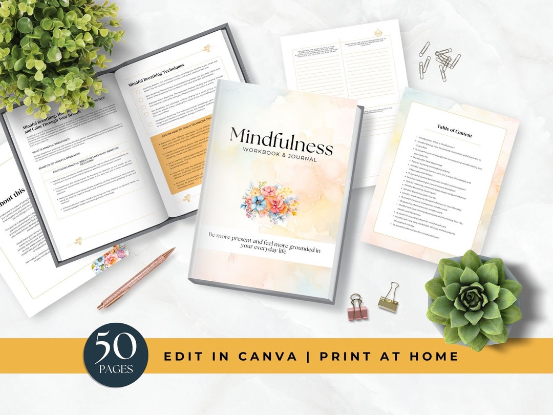 Mindfulness Journal Printable, Mindful Eating Prompts & Diary, Self ...