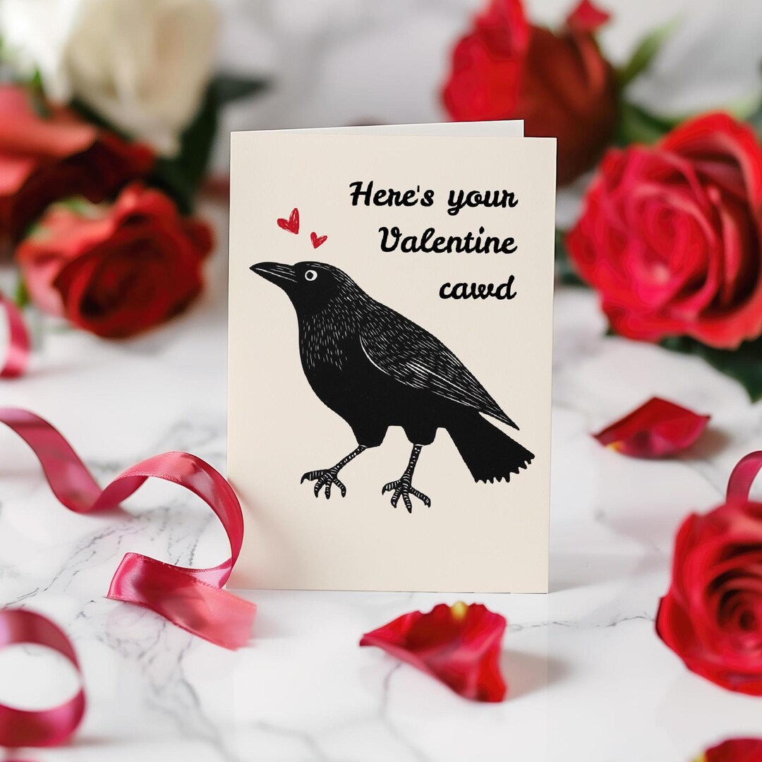 Crow Valentine Day Card, Printable Funny Postcard for Bird Lover ...
