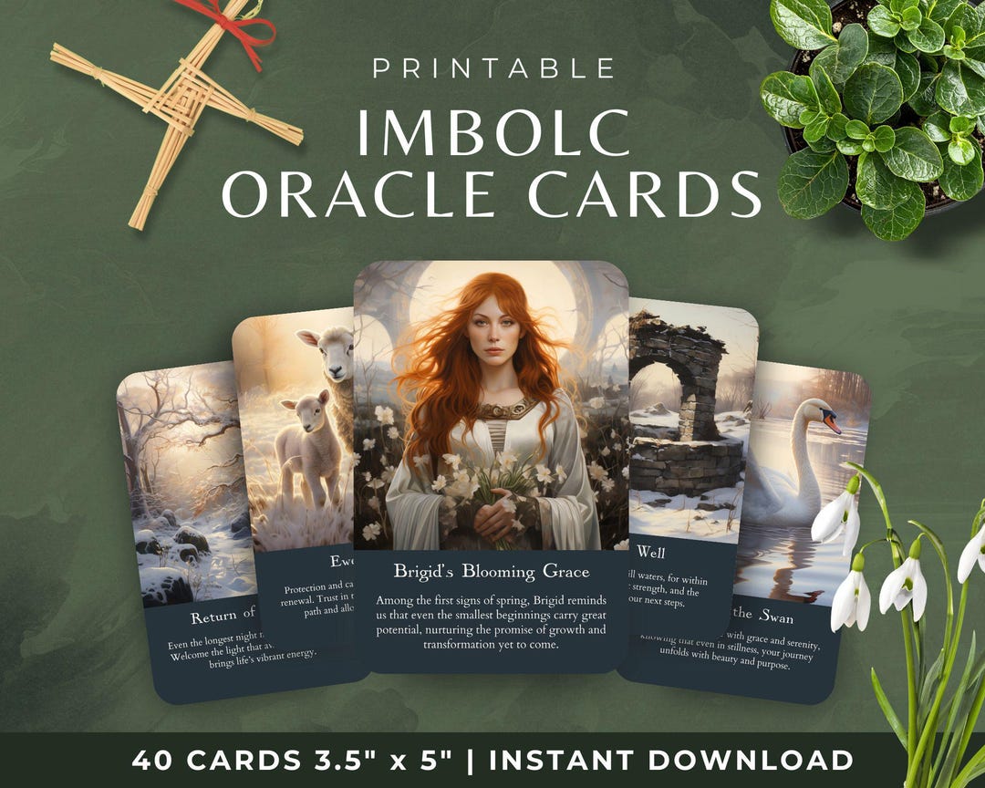 Imbolc Oracle Deck, Goddess Brigid Printable Cards, Wiccan Sabbat Wheel ...