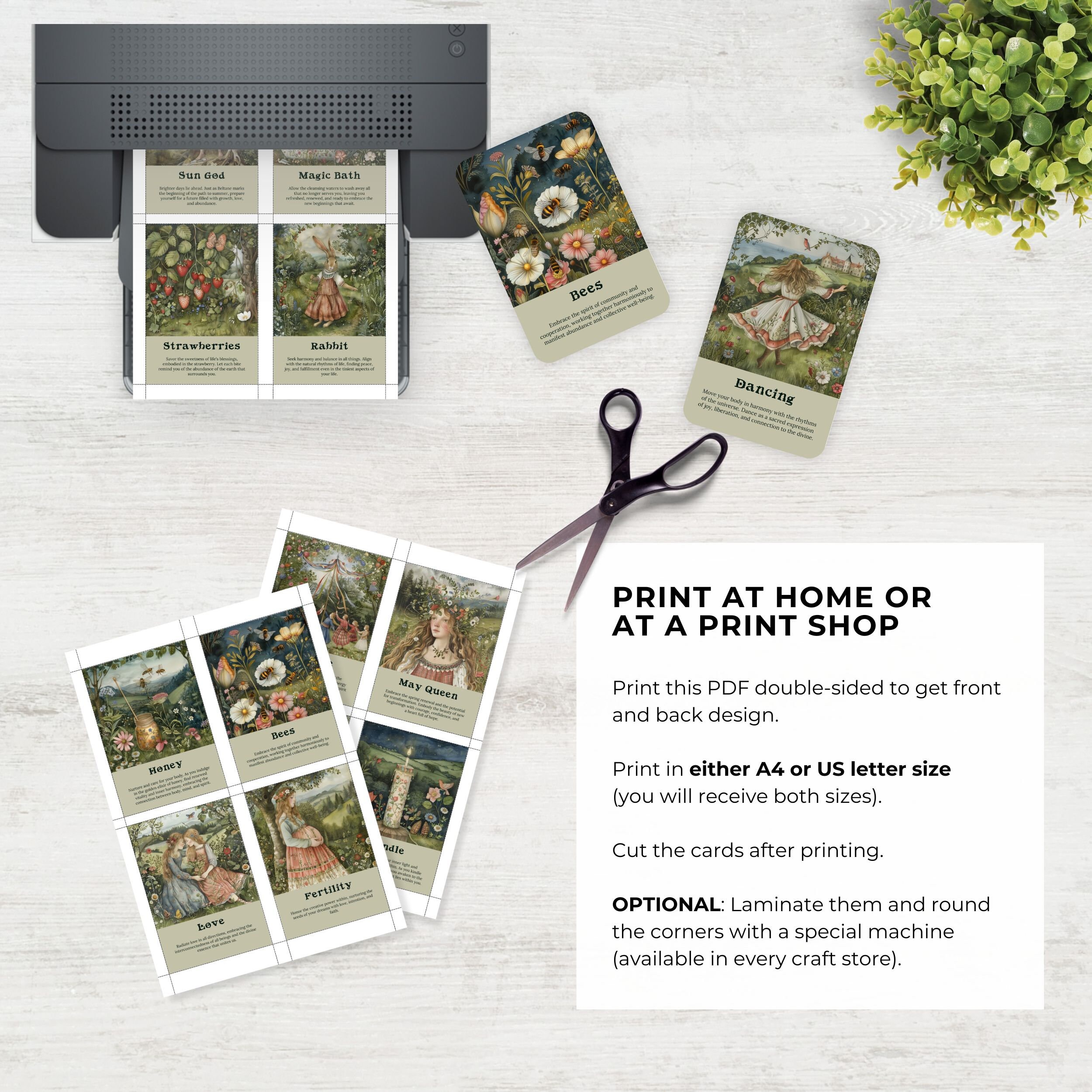 Beltane Printable Oracle Card Deck, Wheel of the Year Affirmation Cards ...