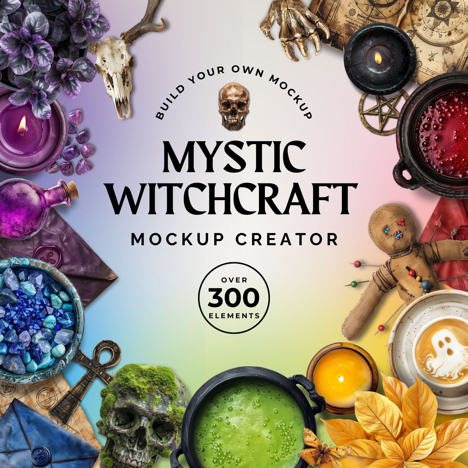Witchcraft Scene Creator Elements, Realistic Flatlay Graphics for ...